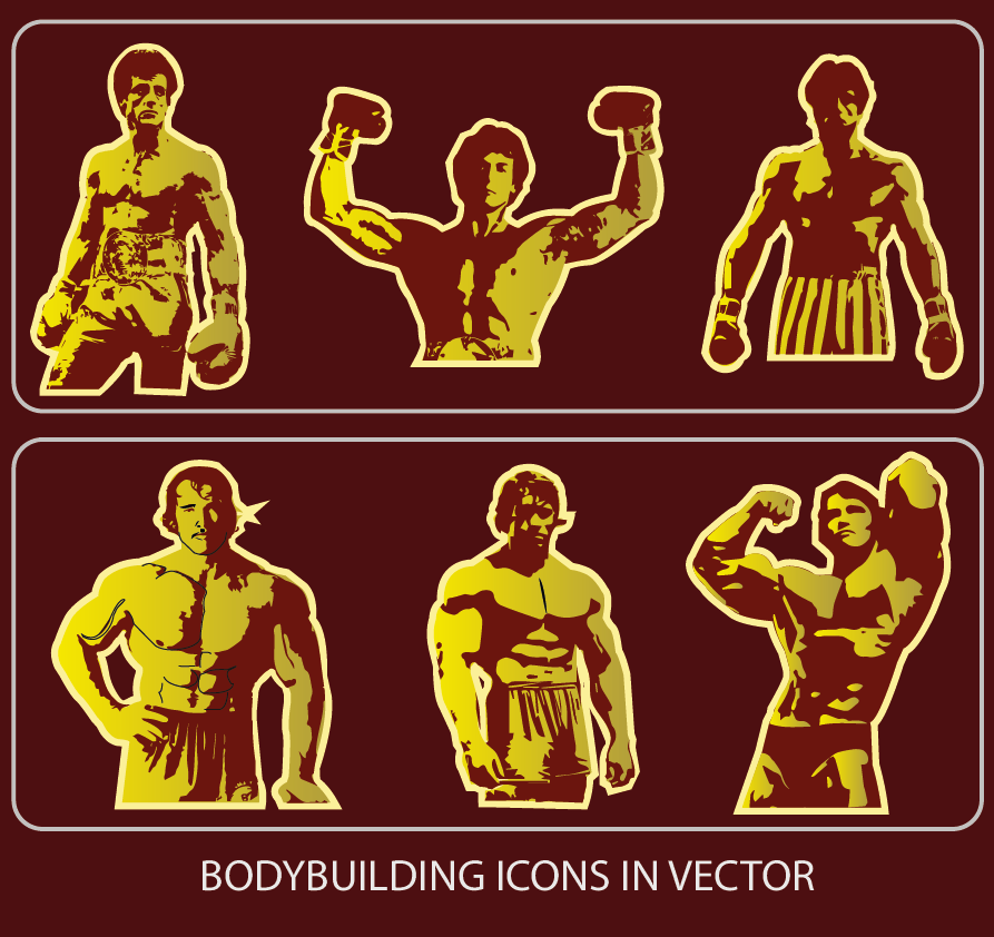 6 high quality body building icons in vector