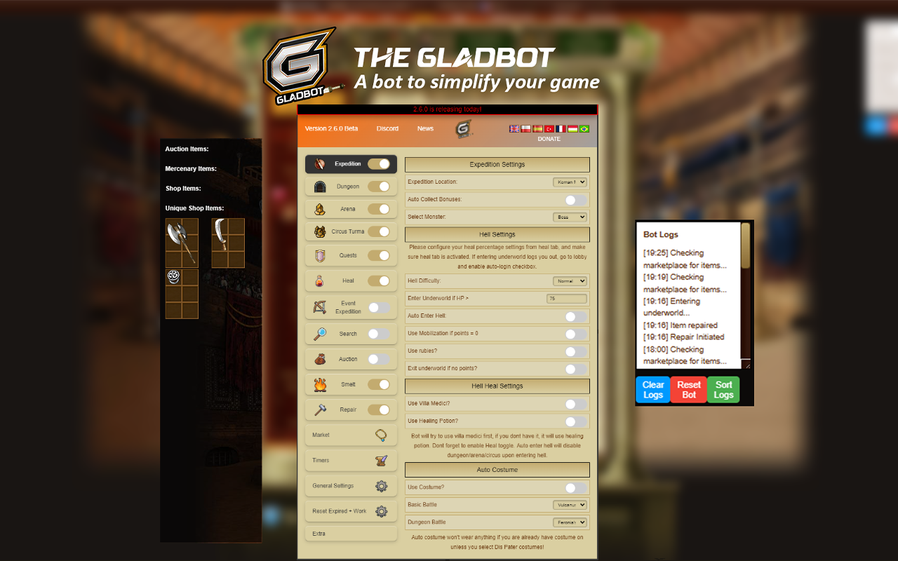 Gladiatus Bot - Gladbot 2.6.8 Beta