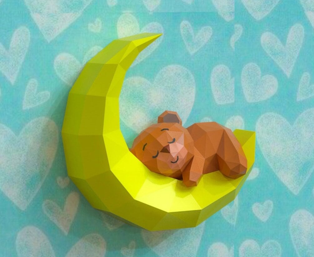 Bear Sleeping On Moon 3D PaperCraft