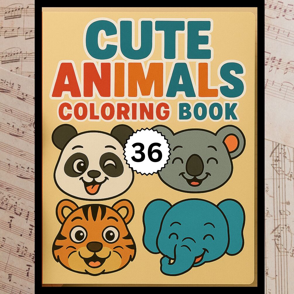 Cute Cartoon Face Coloring Book – Kawaii Animal Head Icons to Color ...