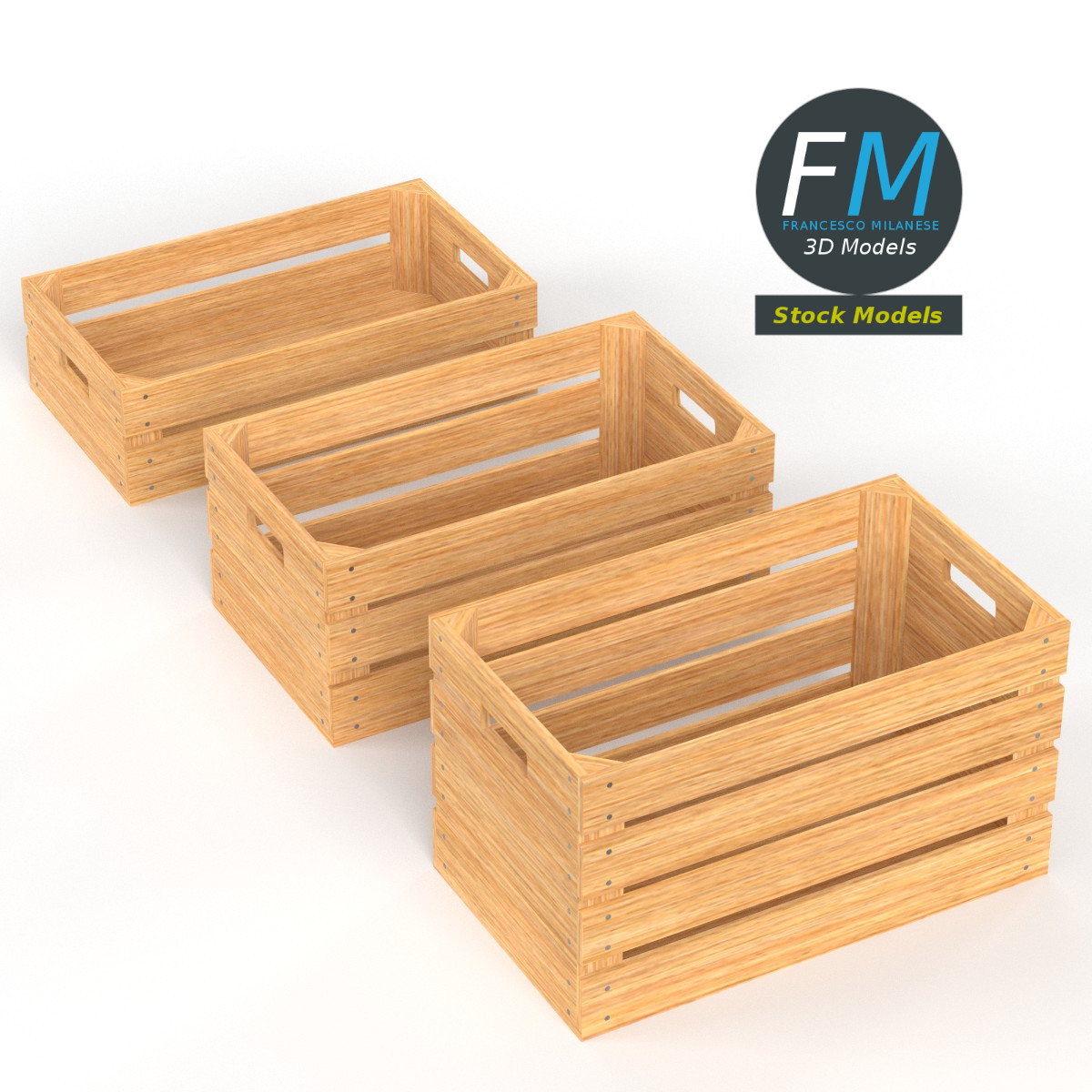 3D MODEL - Empty wooden crates