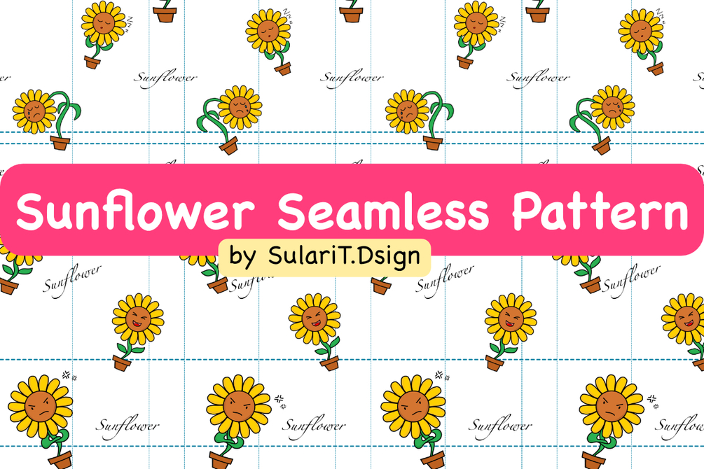 Sunflower Seamless pattern ( 1 png + 1 JPG)