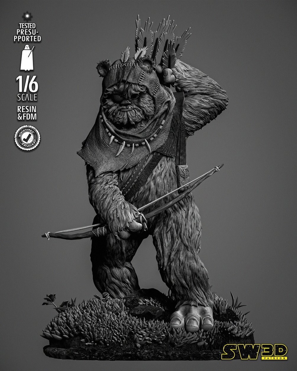 Ewok 3 Sculpture - Star Wars 3D Models - Tested and Ready for 3D printing
