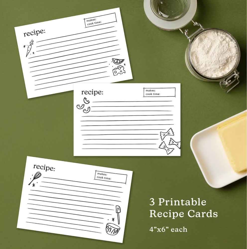 Joli plan de repas, liste de courses et carte de recettes imprimables ...