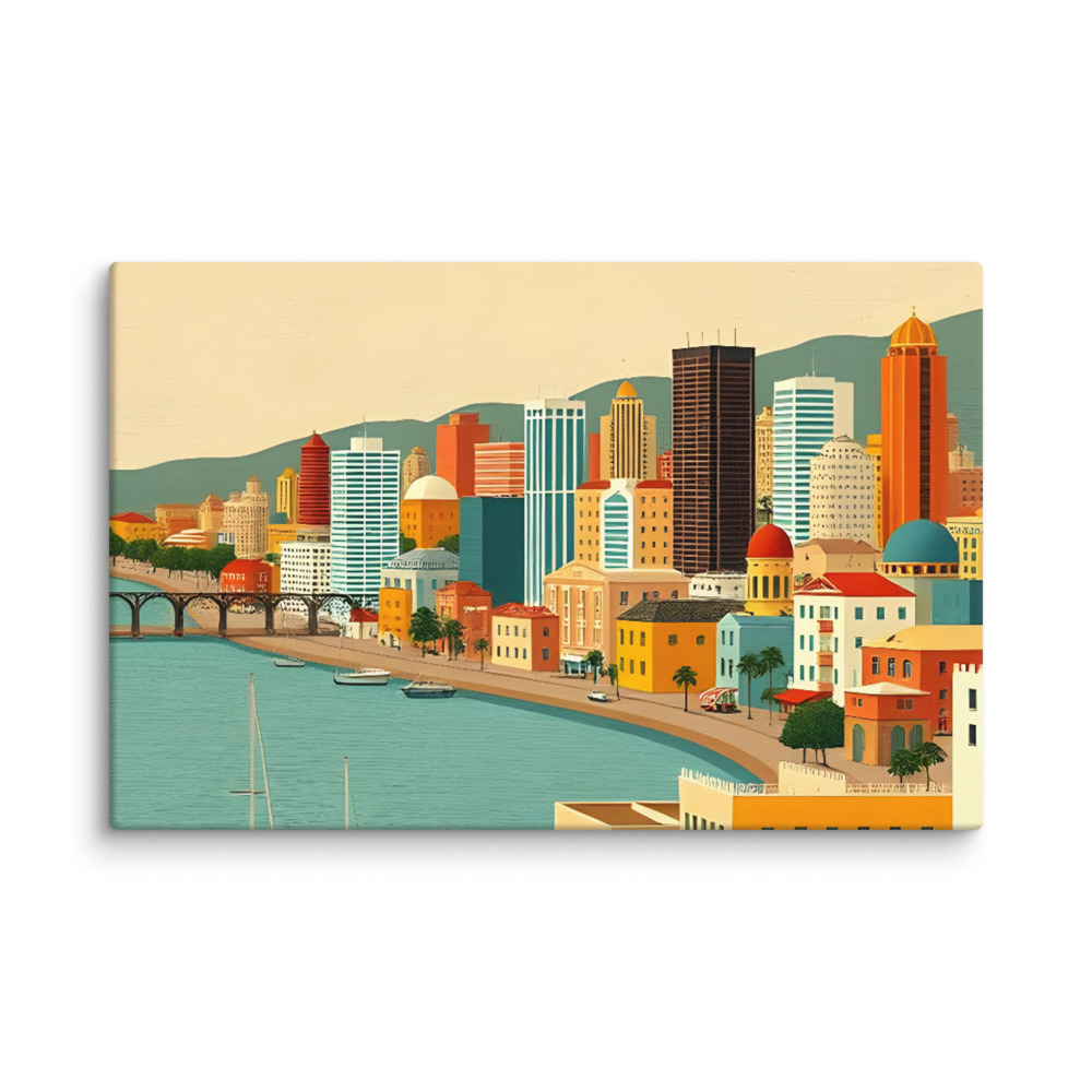 Bahamas Abstract Coastal Cityscape | Vibrant Digital Wall Art