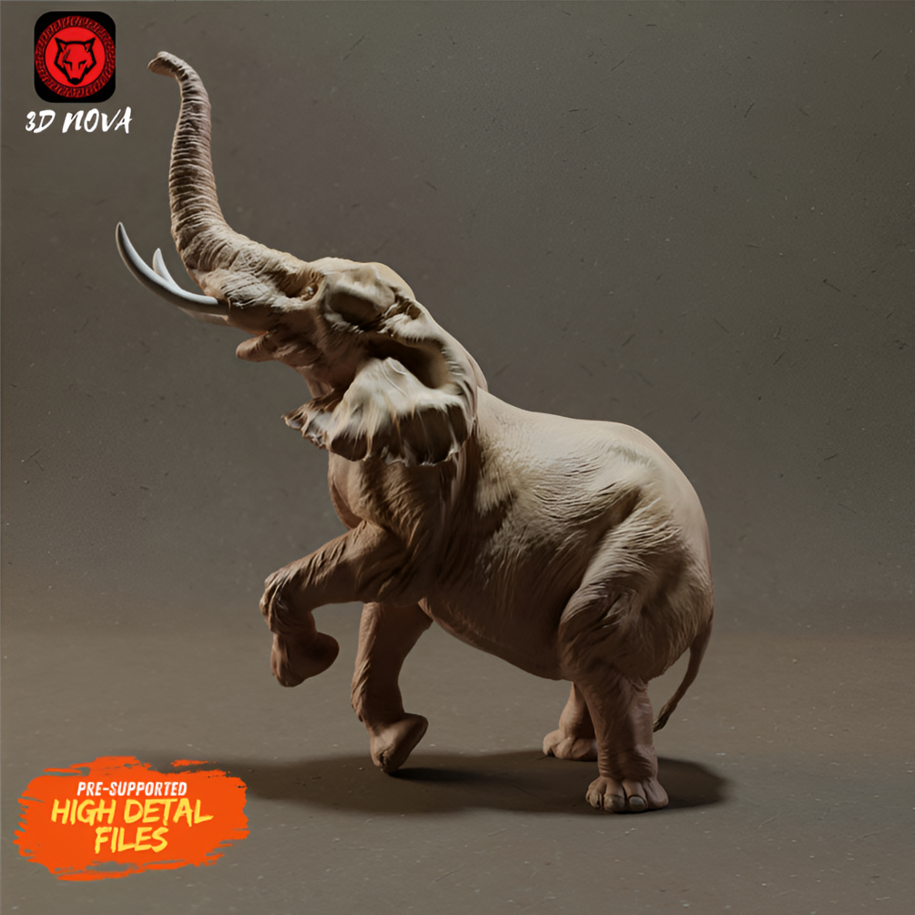 Elephant Standing Stl Model