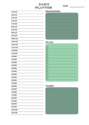 Green Daily Planner, Green Weekly Planner, Green Monthly Planner, Green ...