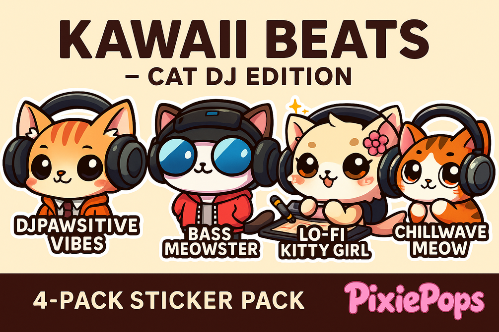 Kawaii Beats – Cat DJ Sticker Pack