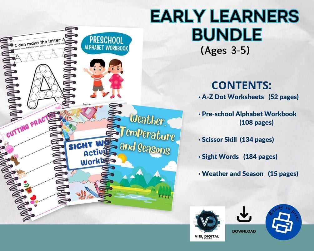 Activity Book | Early Learners Bundle (Ages 3-5) | A-Z Dot Worksheets ...