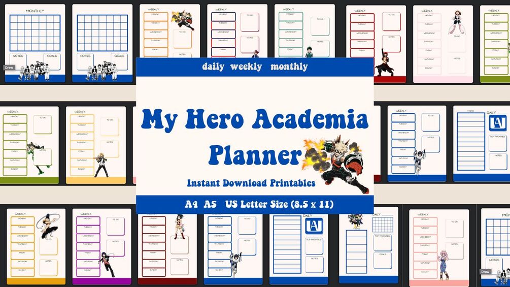 My Hero Academia Daily Weekly Monthly Planner