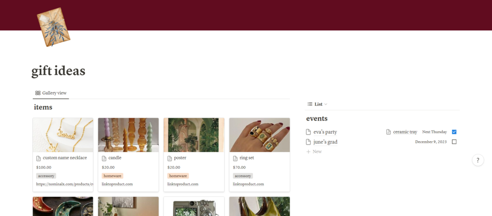 Holiday Notion Template Pack: Gift Ideas & Event Planner