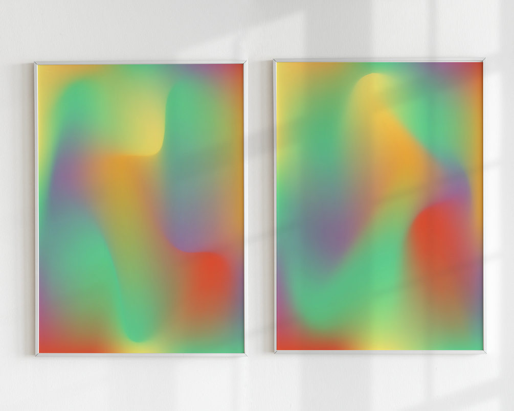 Gradient Wall Art Set of Two, Unique Birthday Gift Idea, Aura Gradient ...
