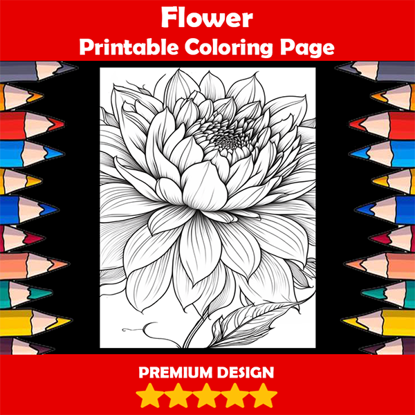 Beautiful Flower Printable Coloring Page For Kids Teens and Adults ...