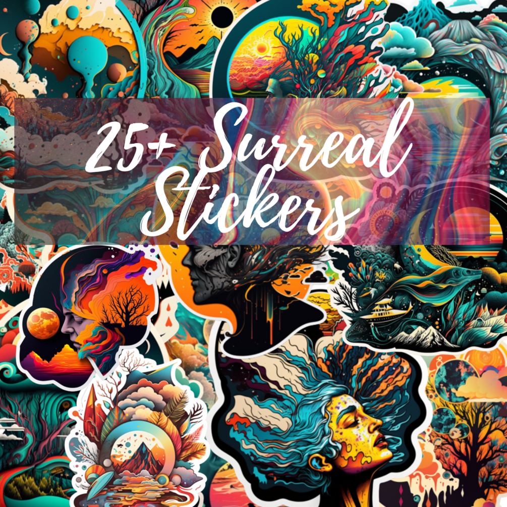 25+ Surreal Stickers, Digital Art, Clipart, Arts and Crafts