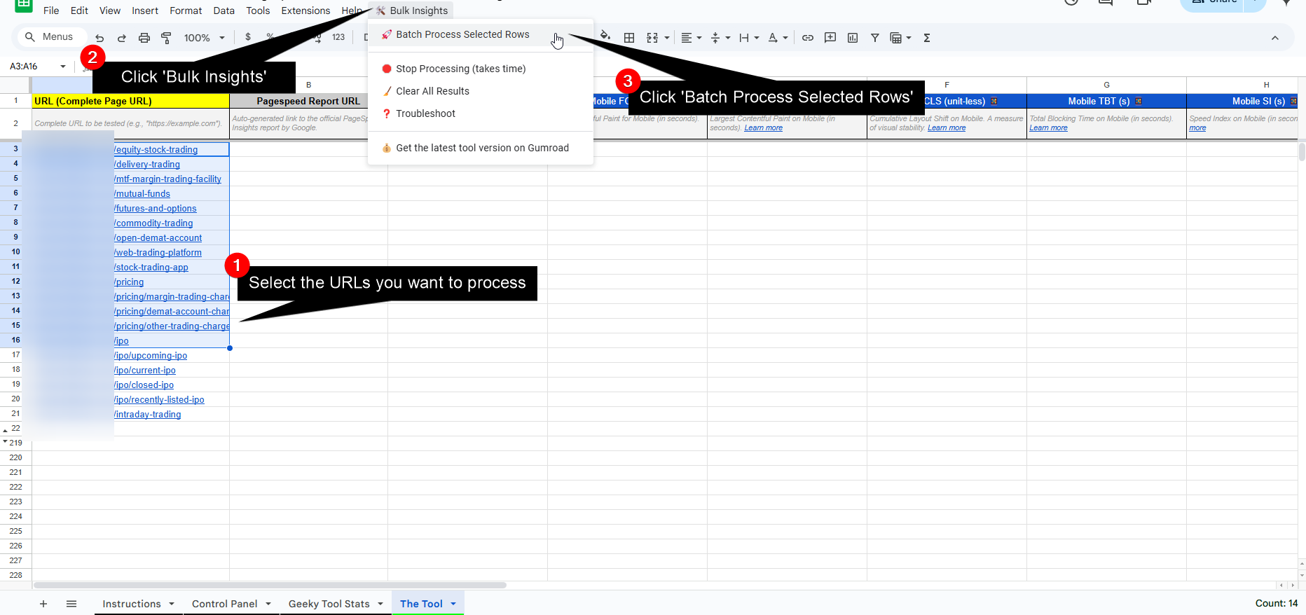 Bulk Pagespeed & Core Web Vitals Insights [Google Sheets Tool] ⚡