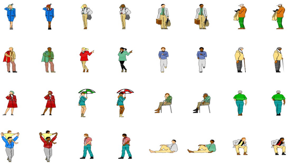 2D AutoCAD People Blocks. DWG