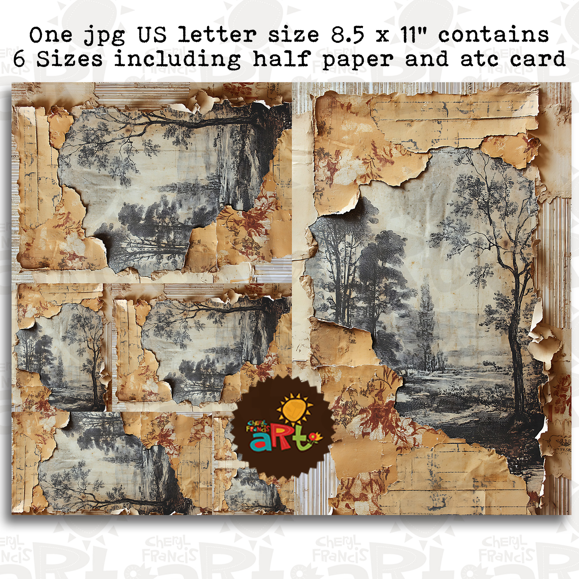 Scrap Landscape Collage No.124 Printable Junk Journal Half Paper for ...