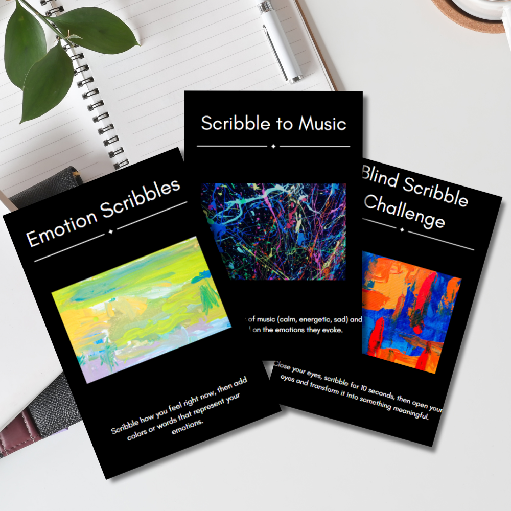 Scribble Art Therapy Cards | 30 Printable Cards | Creative Mindfulness ...