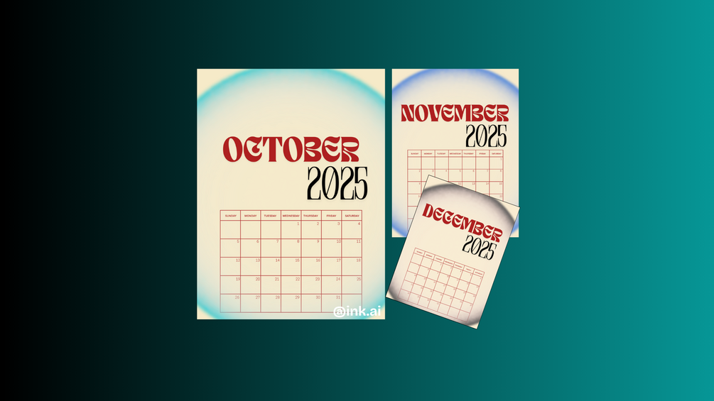 3 Month 2025 Modern Fade Calendar Set (October, November, December)