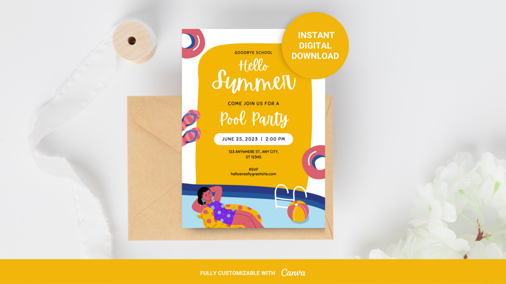 End Of School Year Invitation - Goodbye School, Hello Summer