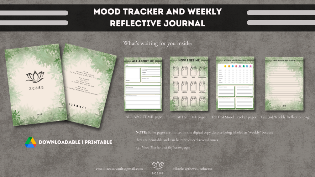 Mood Tracker and Weekly Reflective Journal | Printable