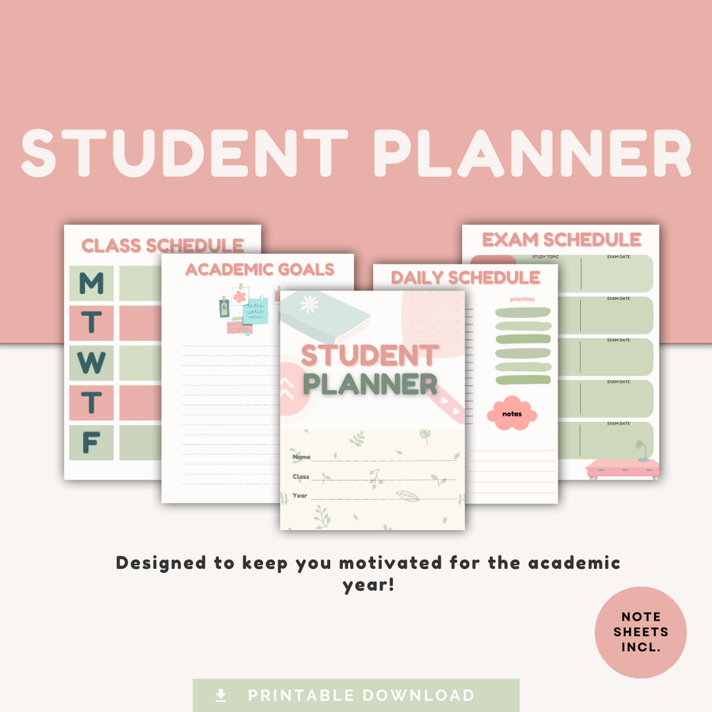Student Planner (Downloadable & Fillable PDF)