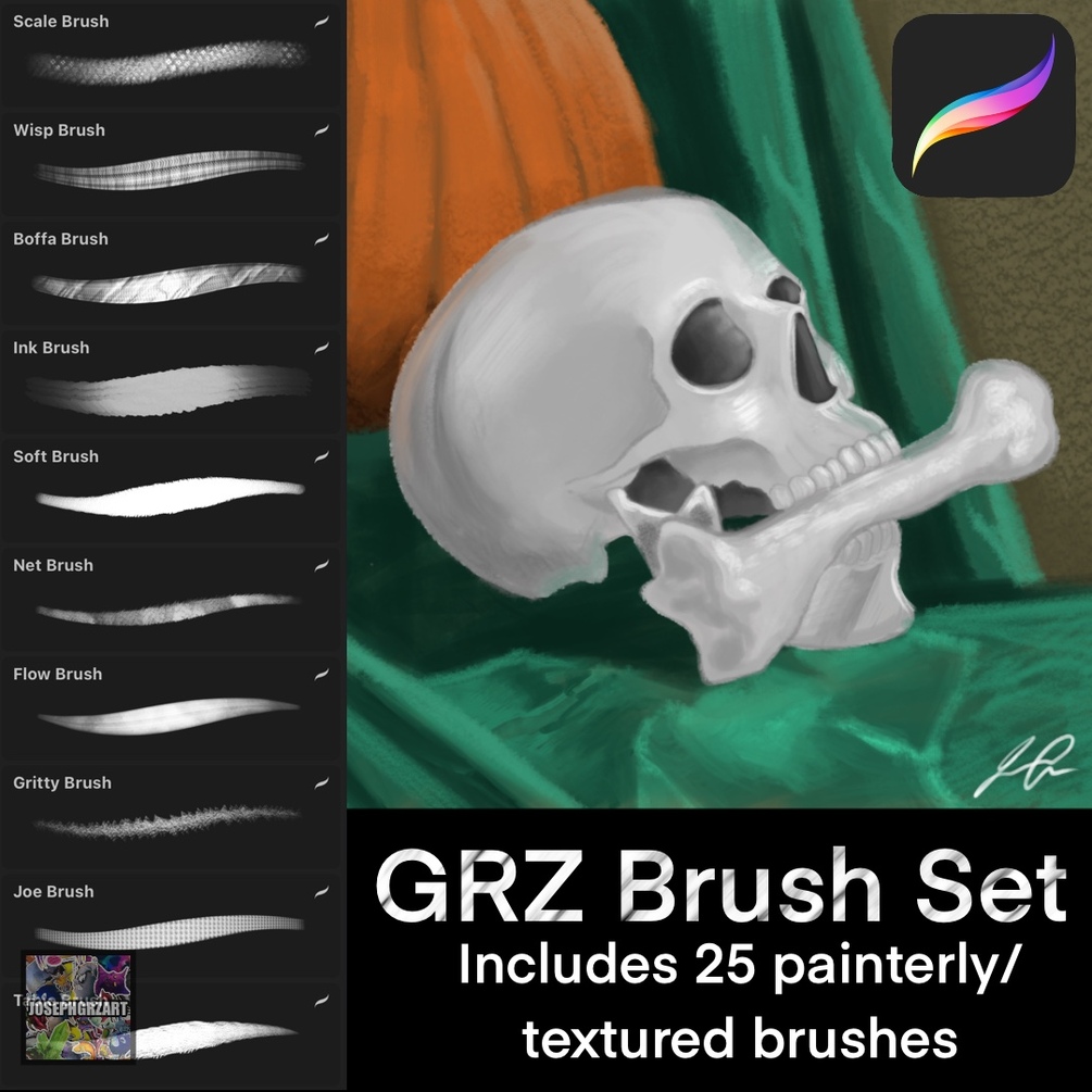 GRZ Brush Set 25 Painterly Brushes for Procreate On Ipad, Digital ...