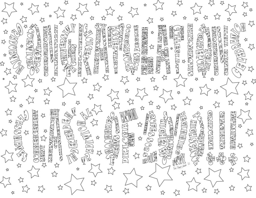 CLASS OF 2020 PDF CALLIGRAM COLORING PAGE