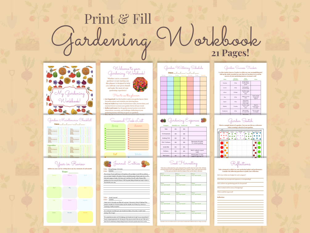 Print and Fill Gardening Workbook