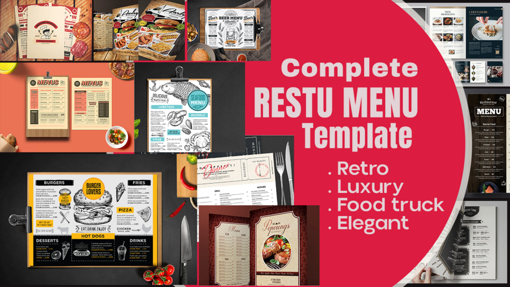 Complete Menu template for food and beverages business