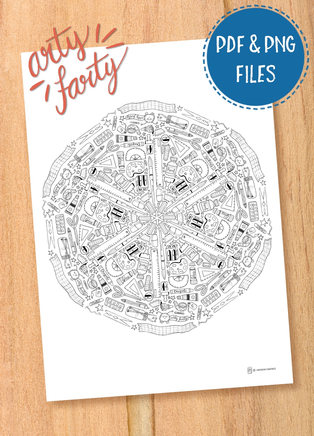 A4 Stationery Colouring Page - 100% Original Art - NO AI