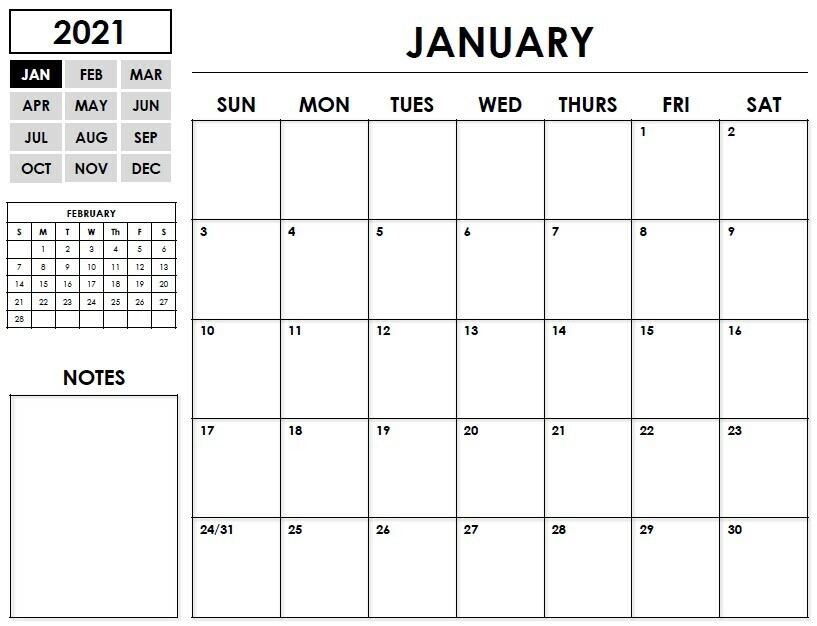 2021 Minimalist Monthly Digital Planner