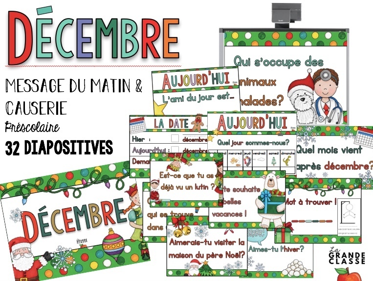 Décembre-causerie et message du matin au préscolaire