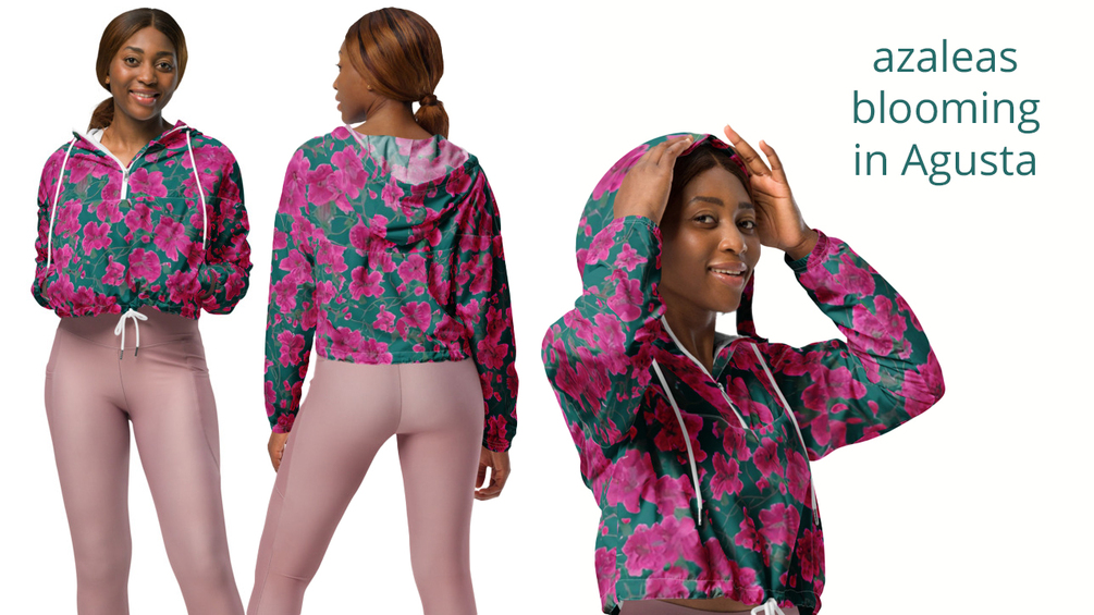 azaleas blooming women's cropped windbreaker