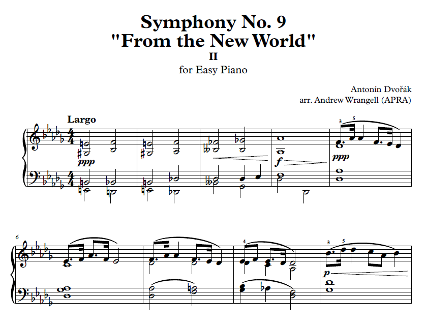 Easy Piano: Dvorak - Largo from the New World Symphony