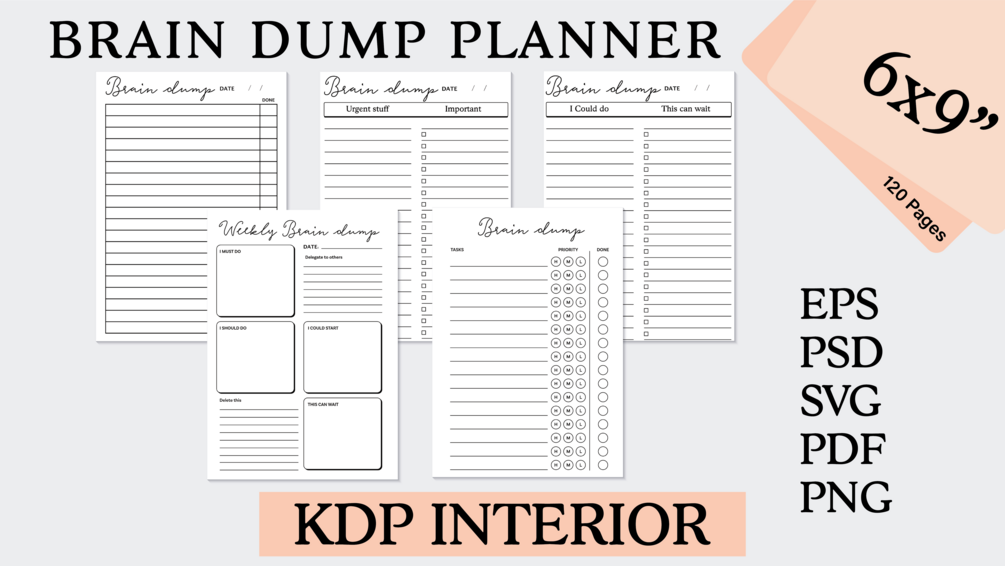Brain Dump Planner | Printables Bundle, Task List Eisenhauer Matrix ...