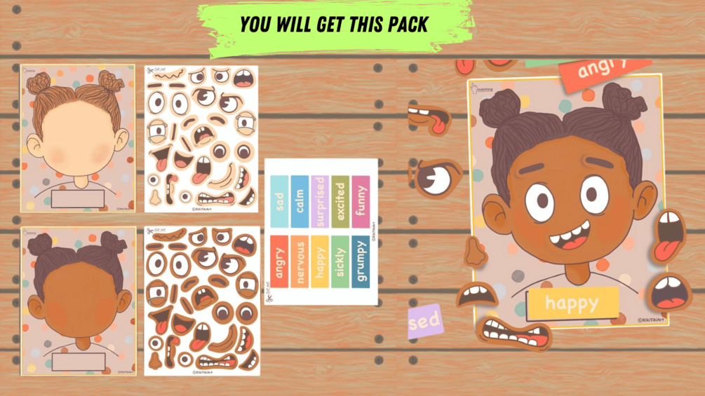 Emotions Activity for Kids Girl Version Printable Toddler Feeling Chart ...