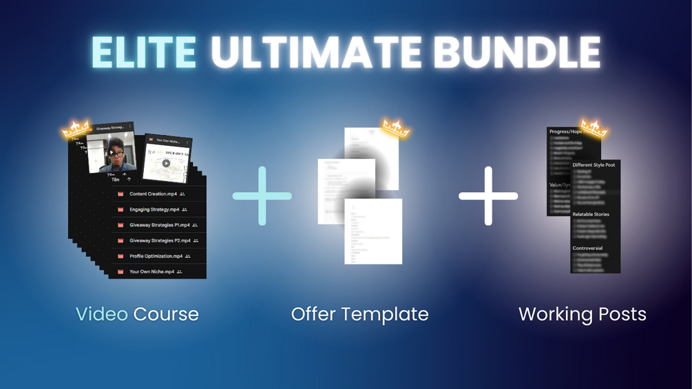 ELITE Video Course + Offer Template + Working Posts BUNDLE