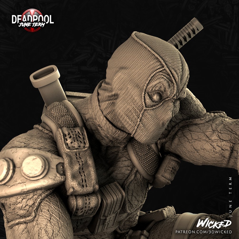 Wicked Marvel Deadpool Sculpture: Tested and ready for 3d printing