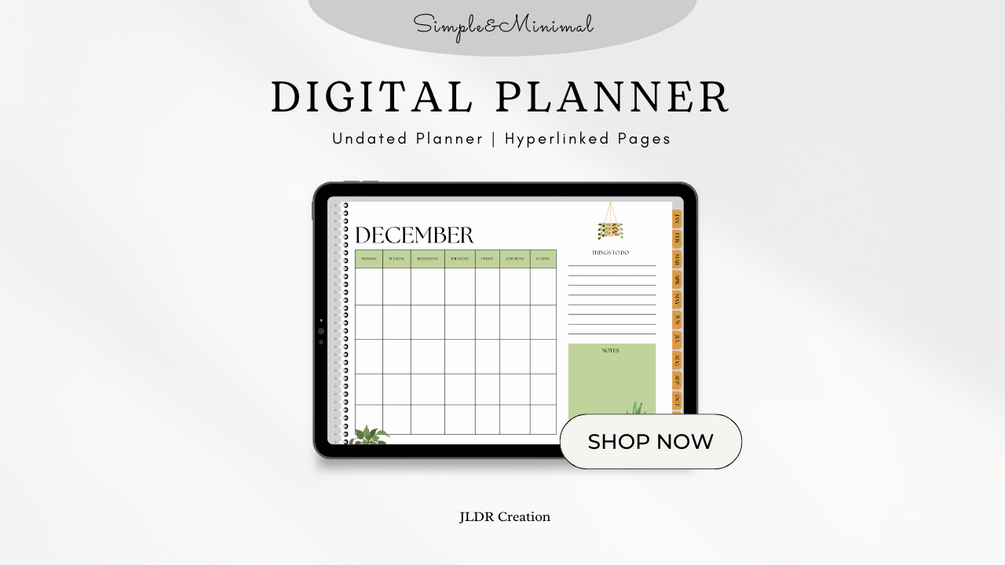 Minimalist Digital Monthly Planner