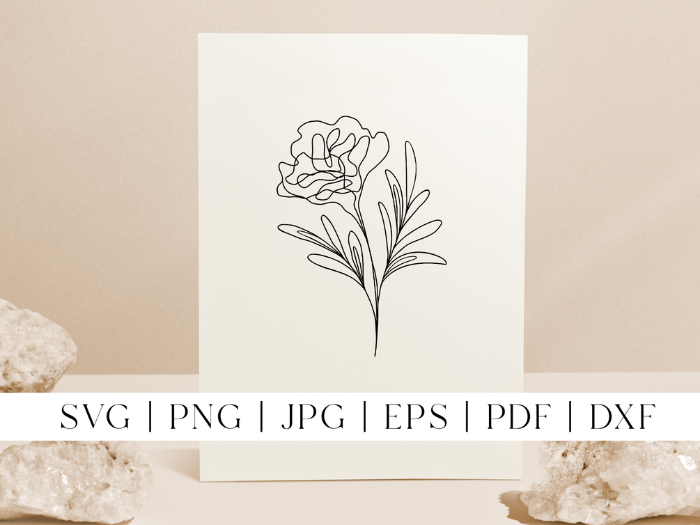 Wild Flower Line Art | Floral Clipart | Botanical One Line Drawing | By ...