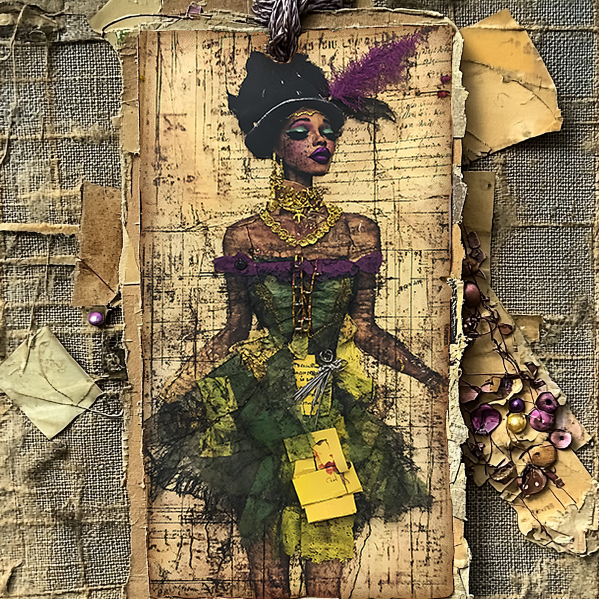 18 pc Mardi Gras Grungy Lady Portrait Printable Junk Journal Half ...