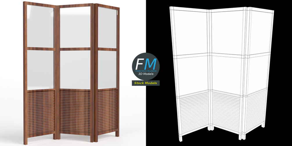 3D MODEL - Folding screen panel room divider