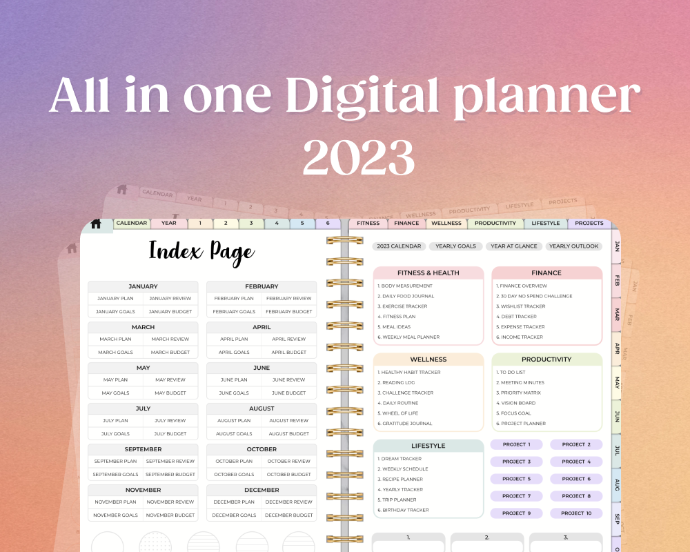 All in one Digital Planner 2023 2024