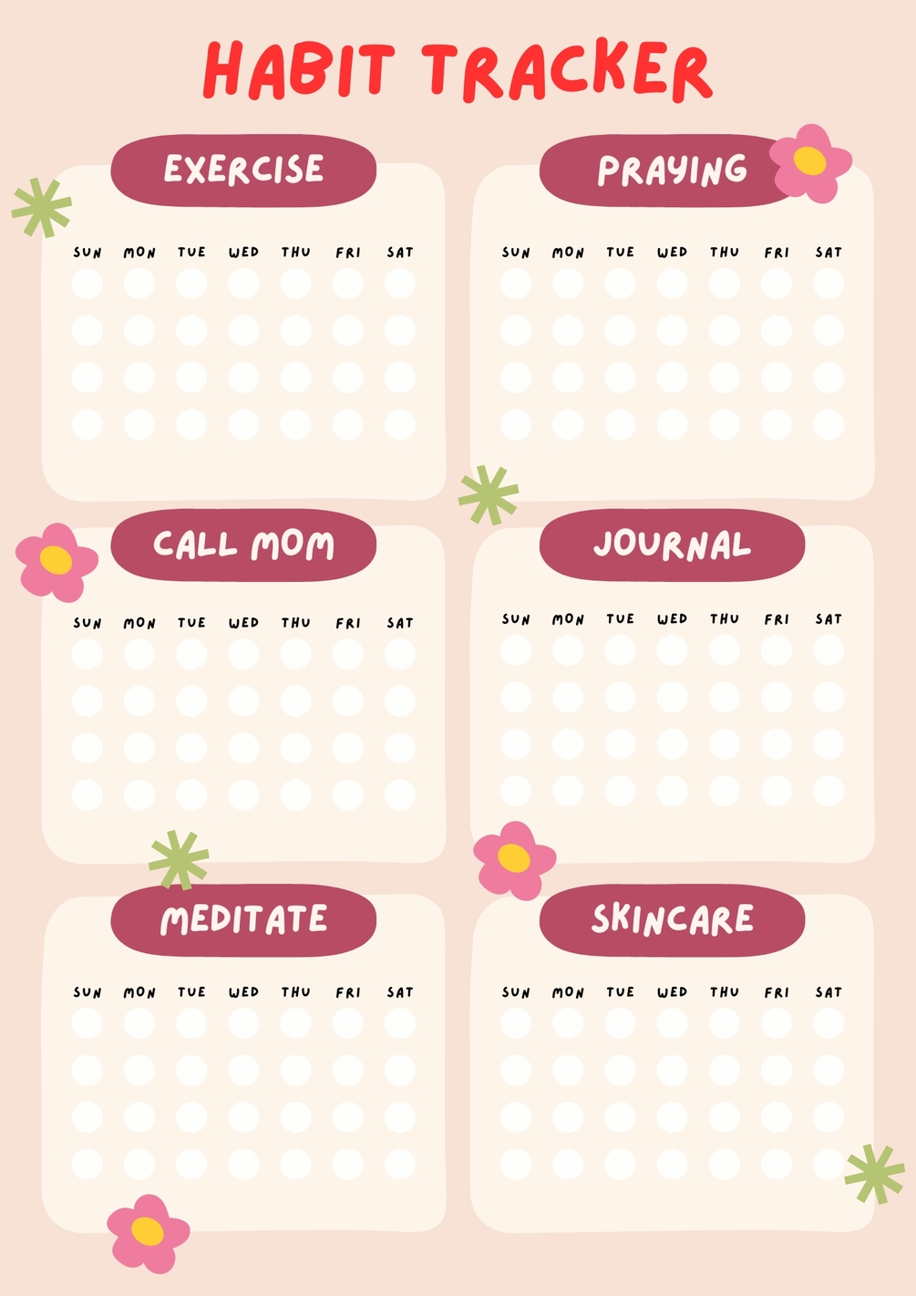 Daily Habit Tracker Canva Template