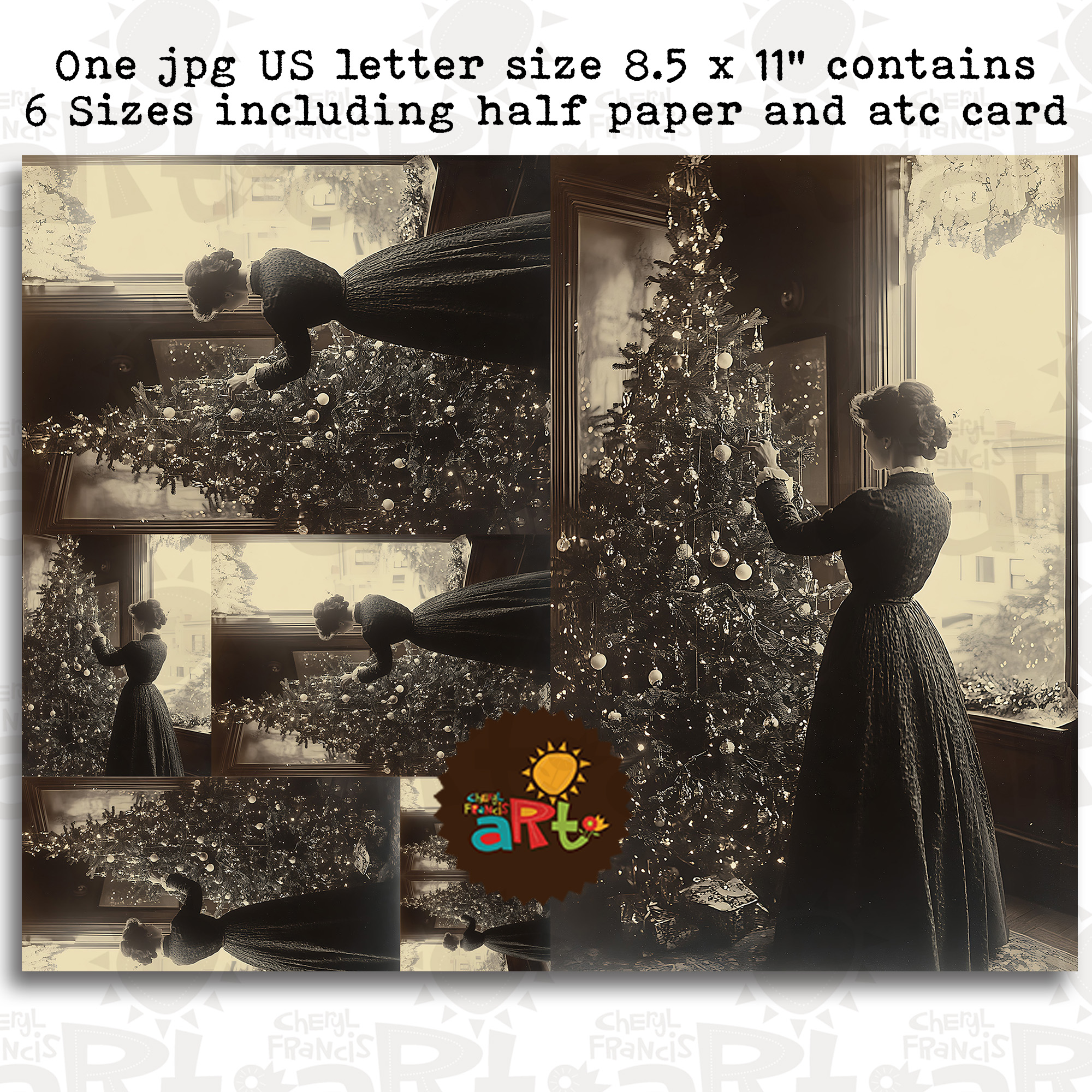 Christmas Tree Lady Single Image No.50 Printable Junk Journal Half ...