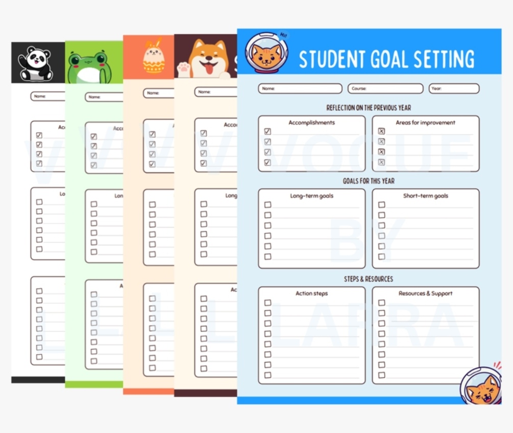 Student Goal Planner Templates (Cute Themes)