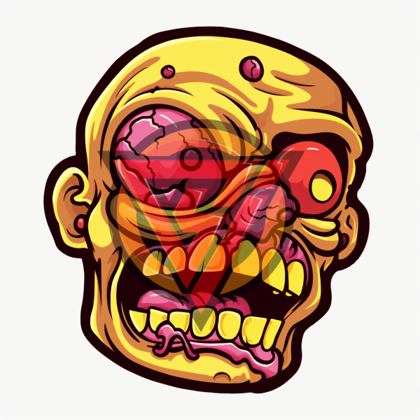 Mutant Zombie Head – Gruesome Horror Digital Artwork (EPS, PSD, SVG)