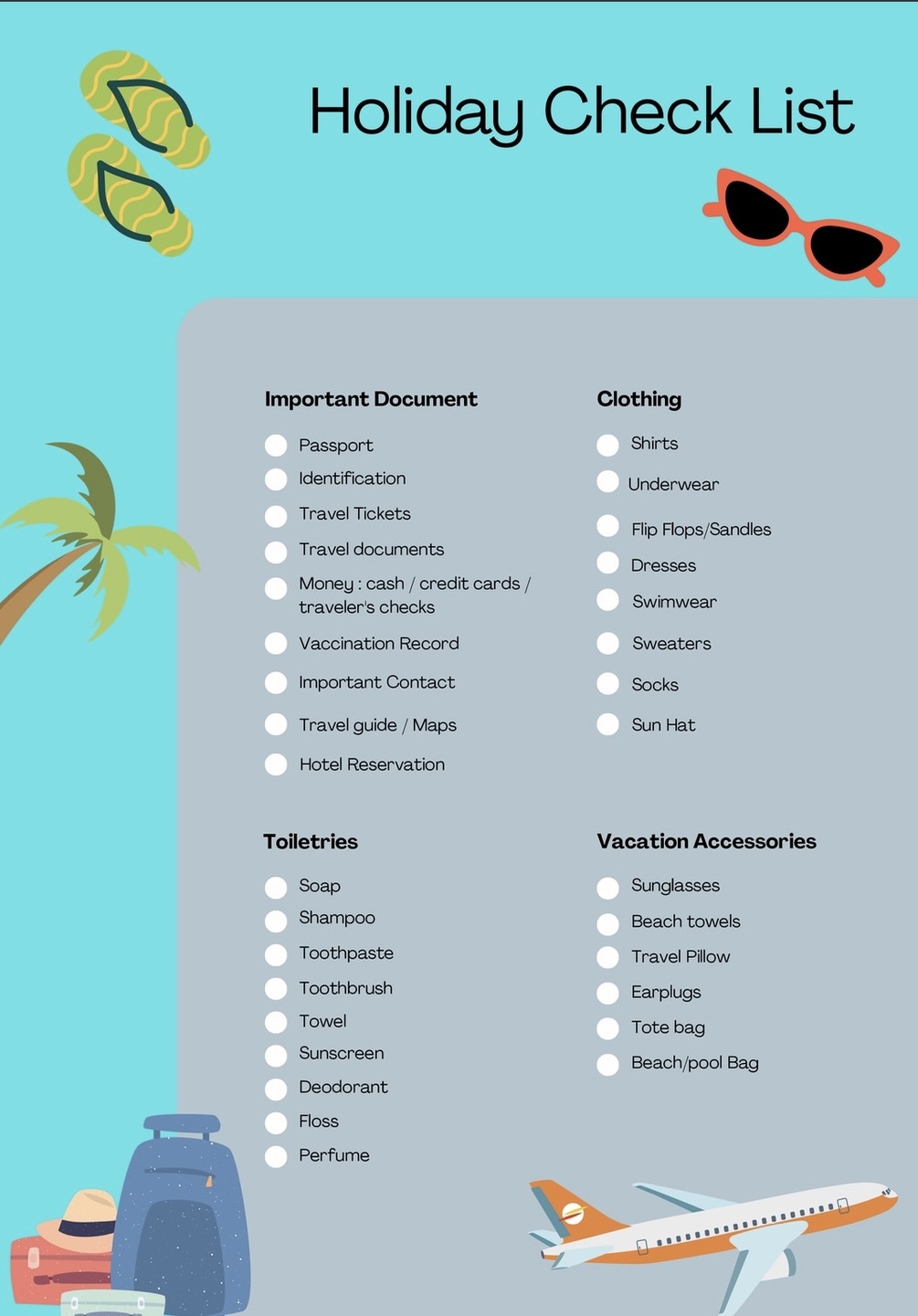 Holiday Check List