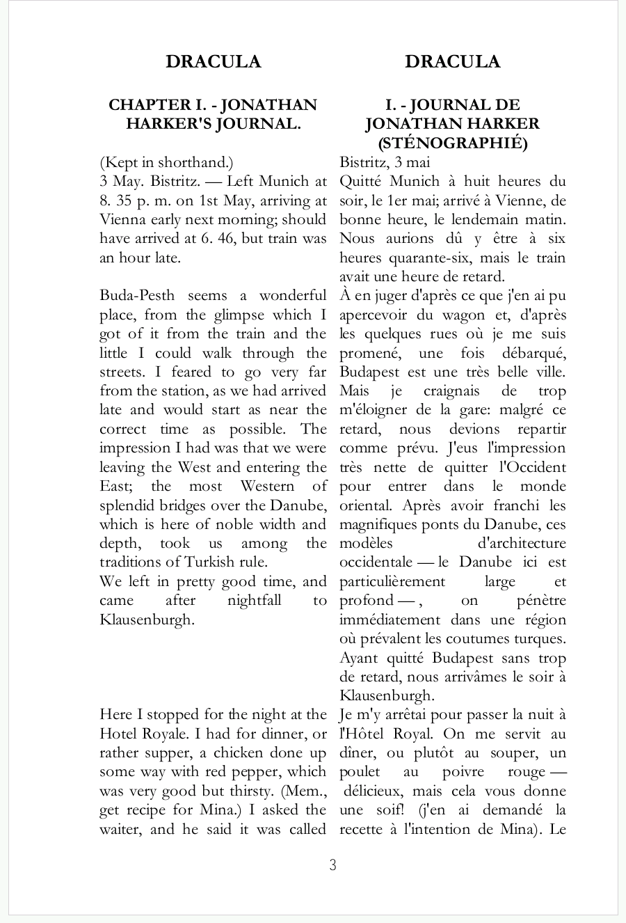 DRACULA: Bilingual Edition (English-French) by Bram Stoker